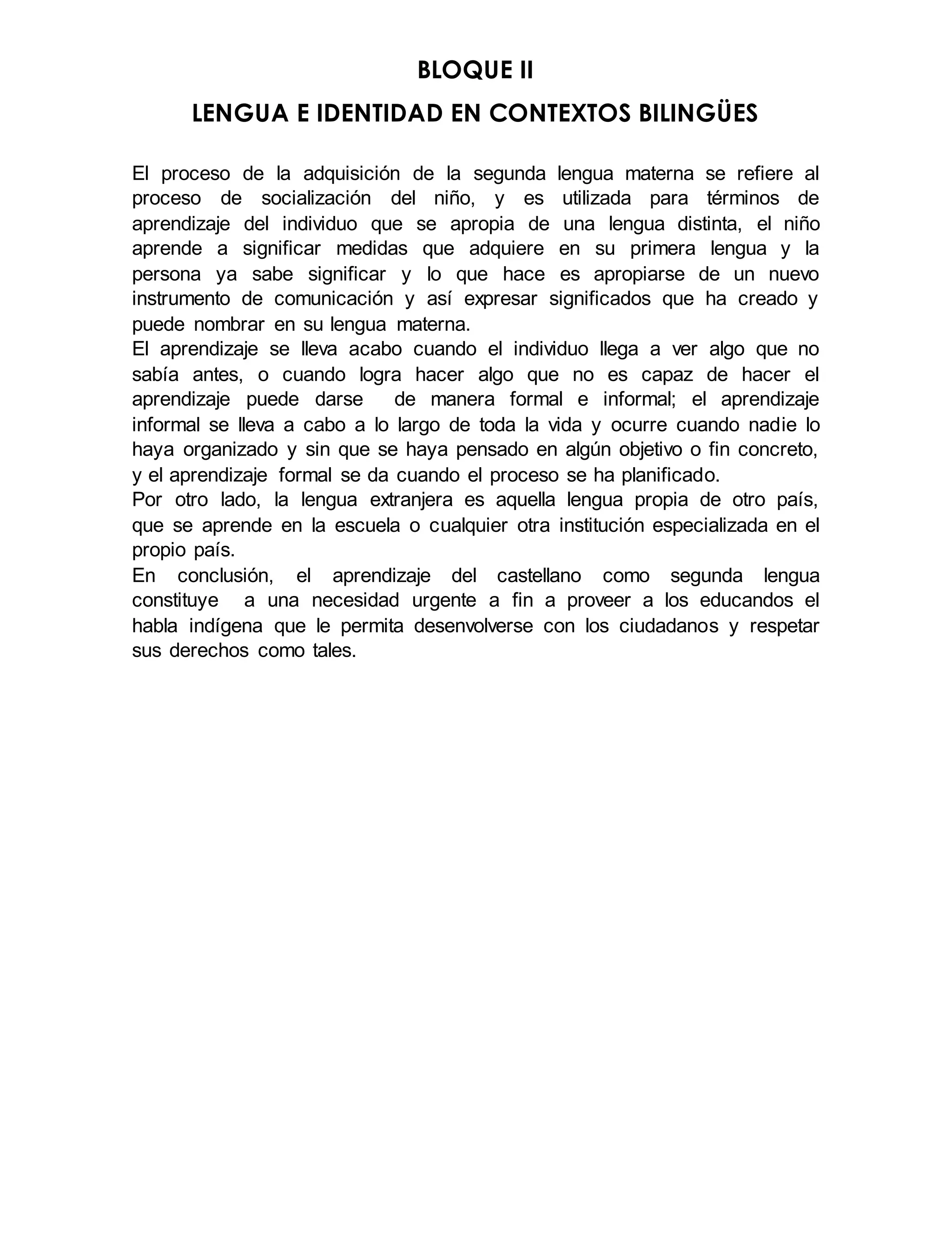 BLOQUE II: LENGUA E IDENTIDAD EN CONTEXTOS BILINGÜES | DOCX