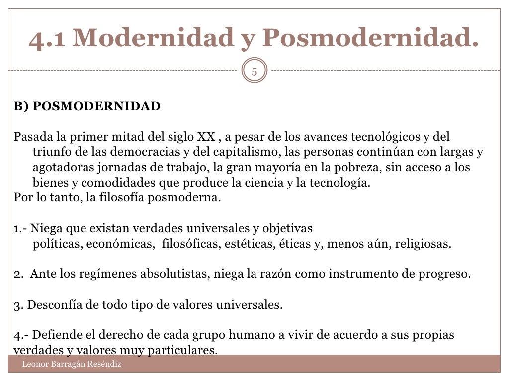 FILOSOFÍA. Bloque IV Posmodernidad