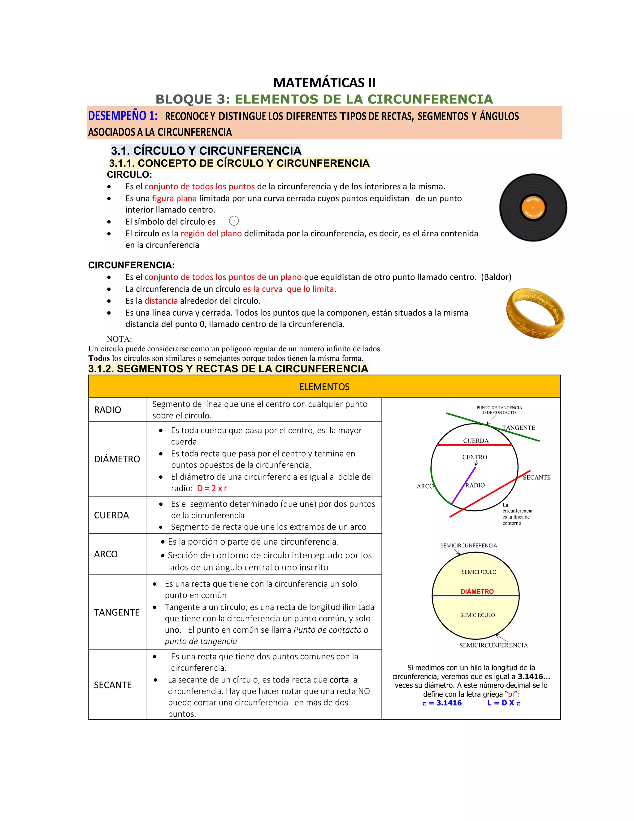 Bloques 3 elementos de la circunferencia | PDF