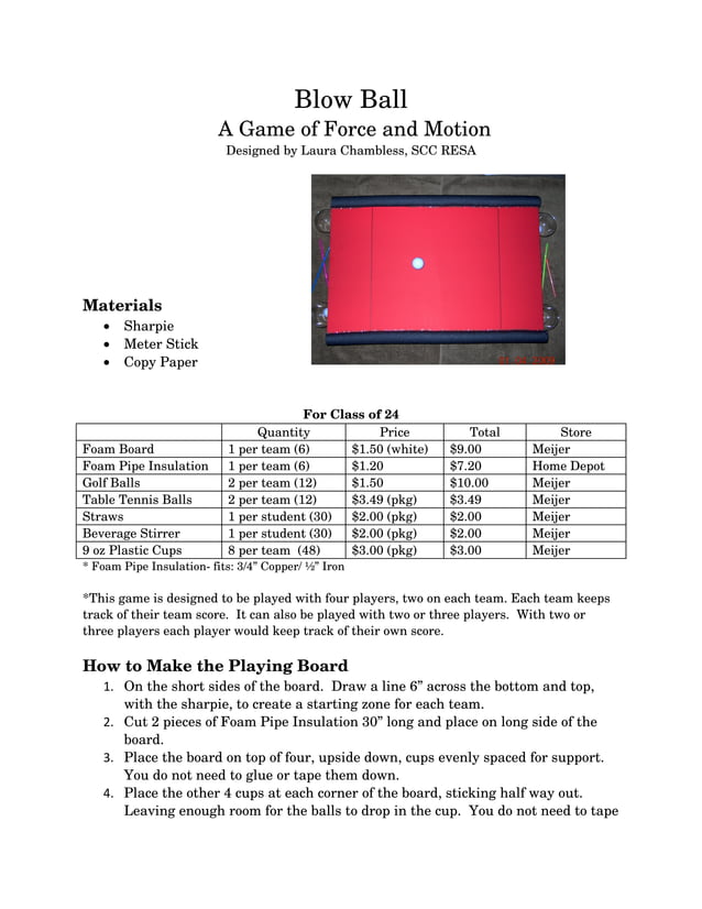 Blow Ball Direction, Rules, And Lessons | DOC