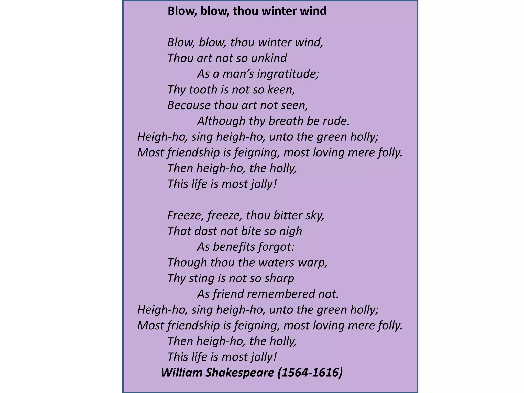 Blow, blow thou winter winds | PPTX