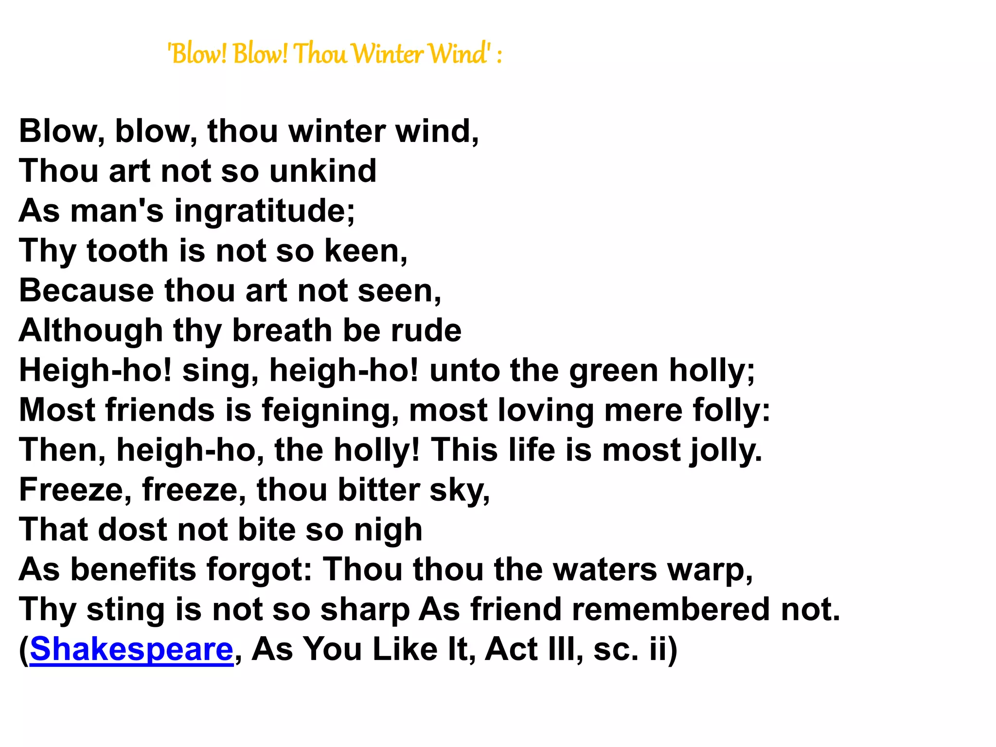 'Blow! Blow! Thou Winter Wind' | PPTX