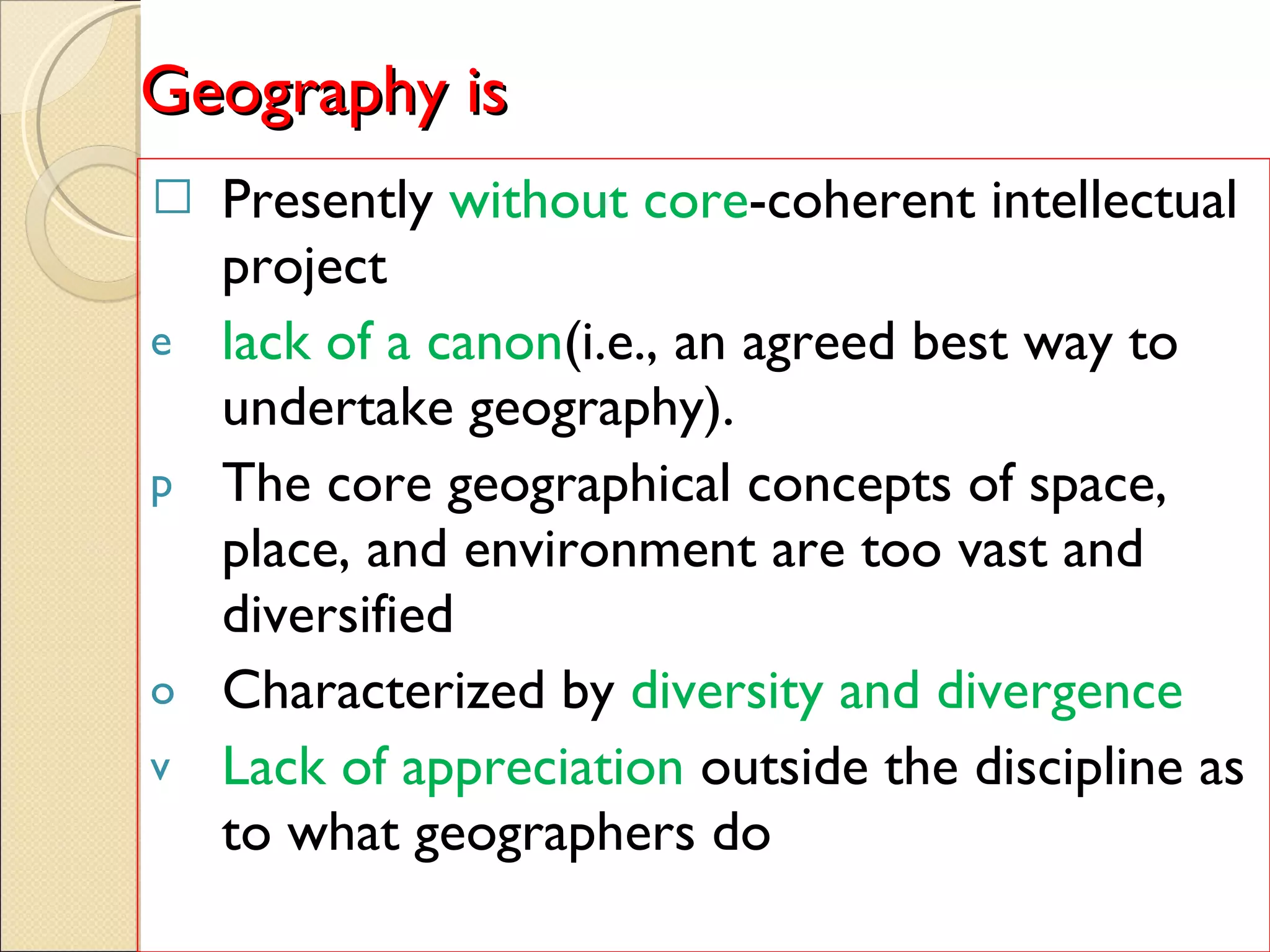 Geography-Problems and Prospects | PPT