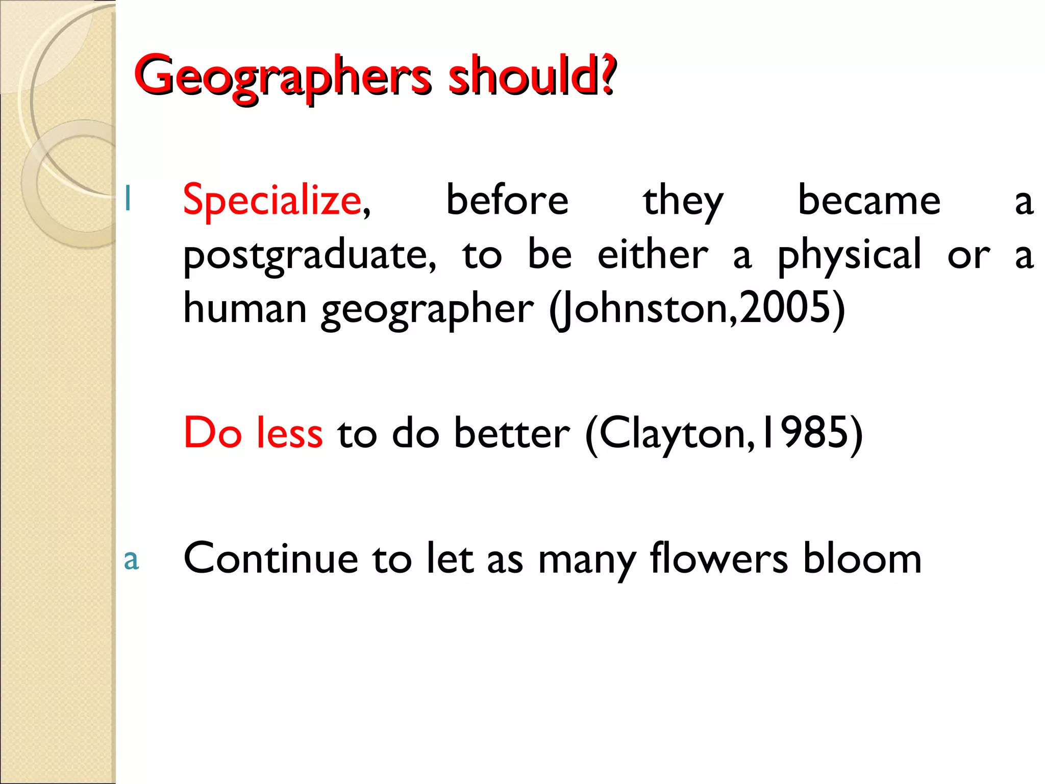 Geography-Problems and Prospects | PPT