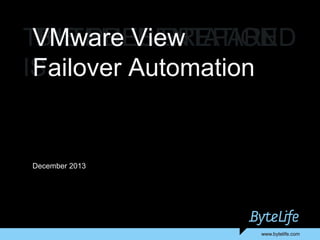 VMware View Failover - SOLVED | PPTX