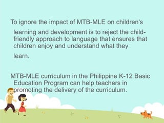 Mother Tongue Based Multilingual education Framework | PPTX
