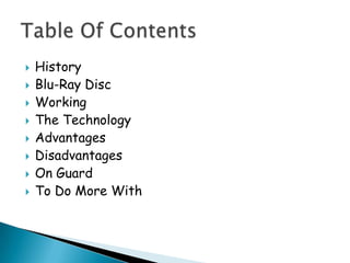 Blu Ray Disc Technology | PPTX