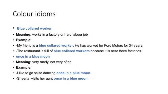 idioms on blue colour | PPT