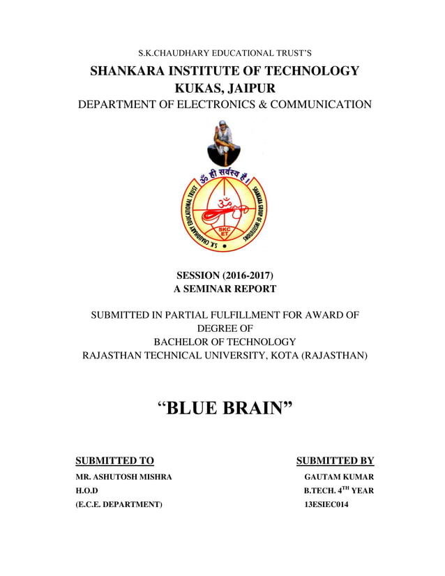 BLUE BRAIN SEMINAR REPORT | PDF