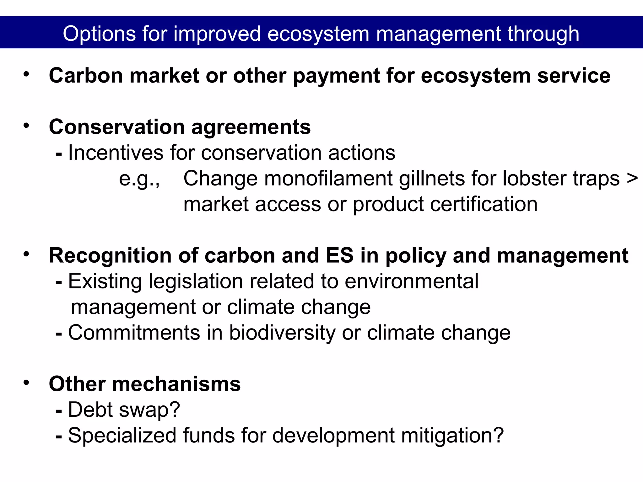 Blue Carbon+: Efforts to harness coastal and marine ecosystem values ...