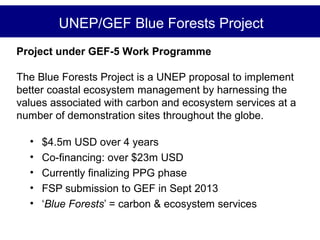 Blue Carbon+: Efforts to harness coastal and marine ecosystem values for improved ecosystem ...
