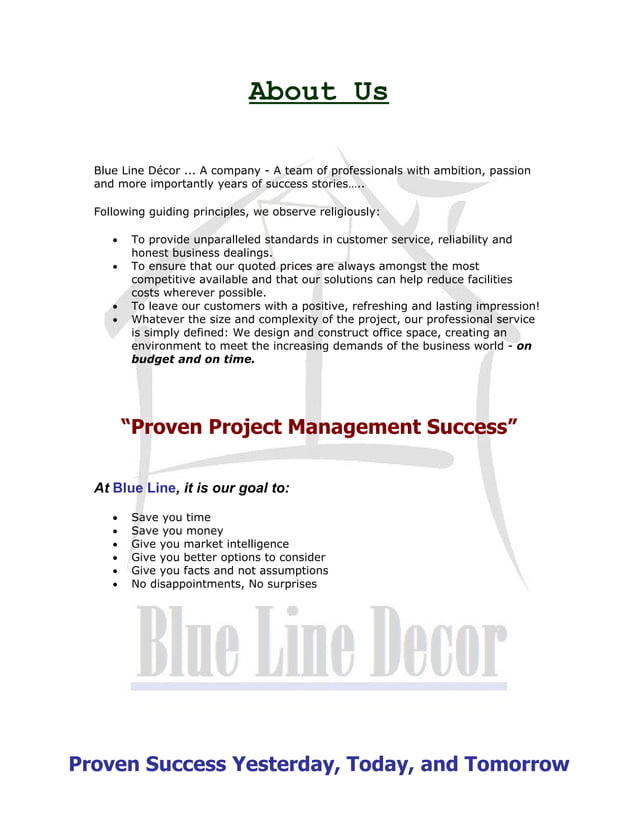 Blue line Decor - Company Profile | PDF