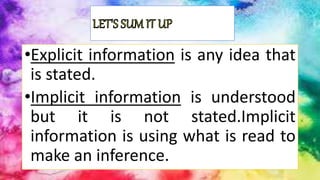 Explicit and Implicit Claims of a Written Text | PPTX