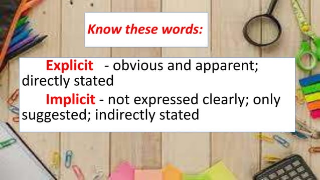 Explicit and Implicit Claims of a Written Text | PPTX