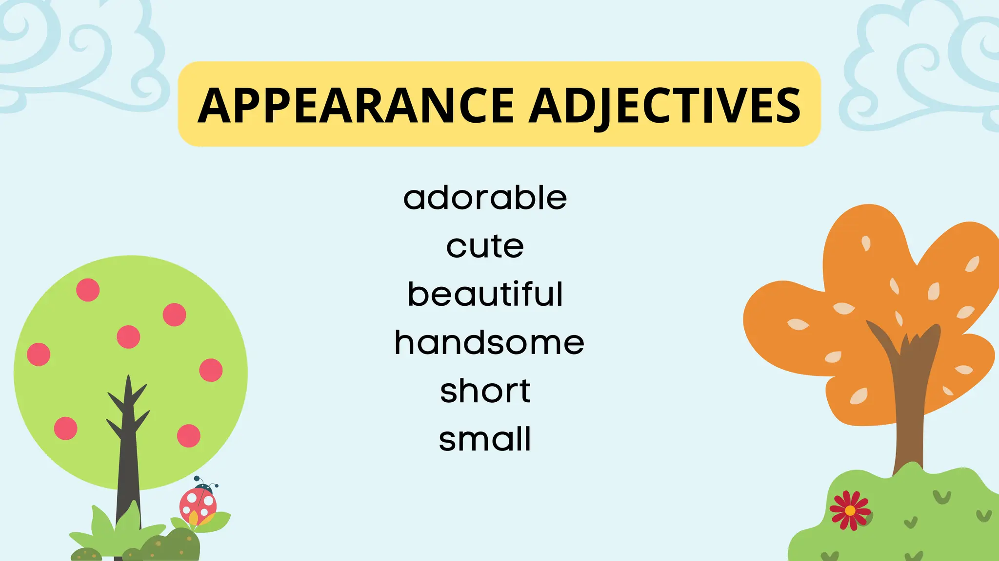 Blue and Green Colorful Fun Illustrative Garden Adjective Power Point ...