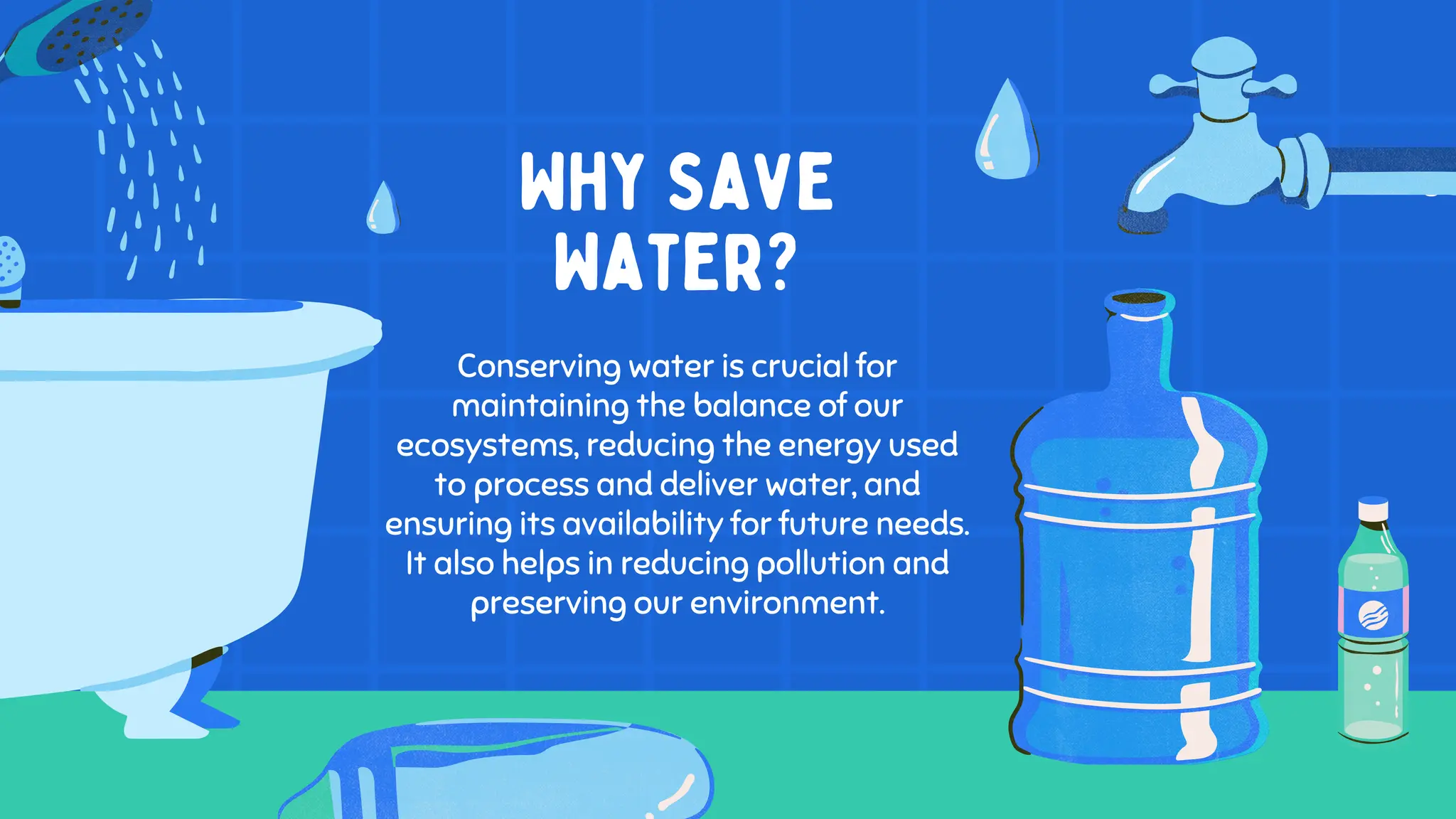Blue and Green Illustrative How to Save Water Presentation.pdf | Home ...