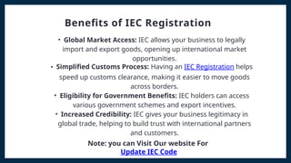 IEC Registration: A Step Towards Global Trade | PPTX