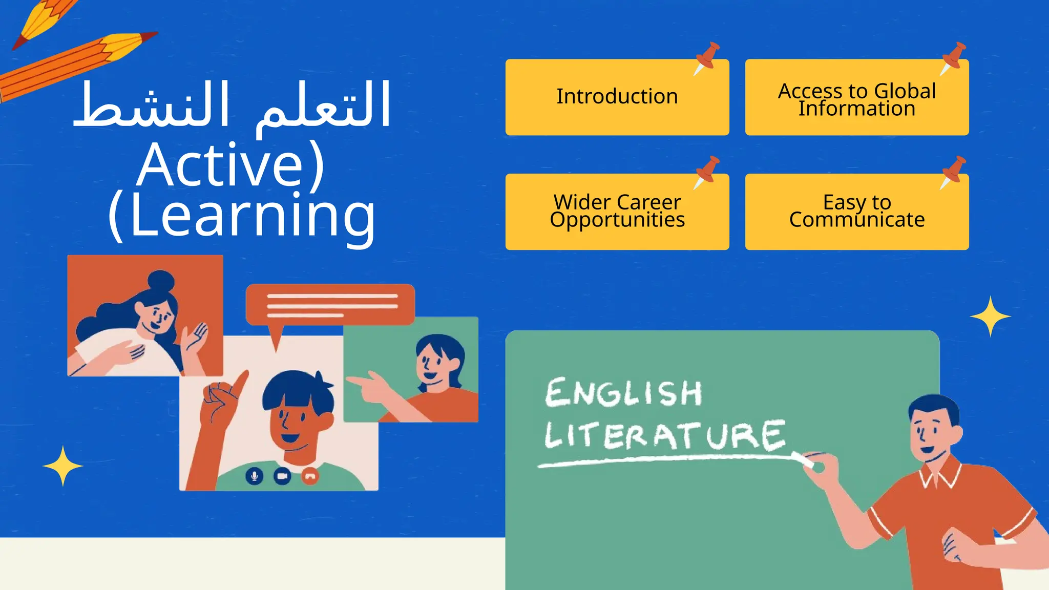 Blue and Yellow Illustrative Benefits of Learning English Presentation.pptx