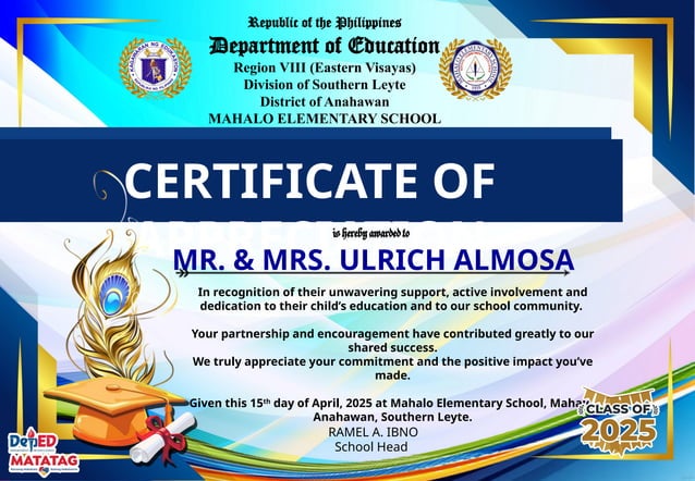 BLUE CERTIFICATE of RECOGNITION FOR FIRS QUARTERT | PPT