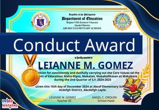 BLUE CERTIFICATE of RECOGNITION FOR FIRS QUARTERT | PPT