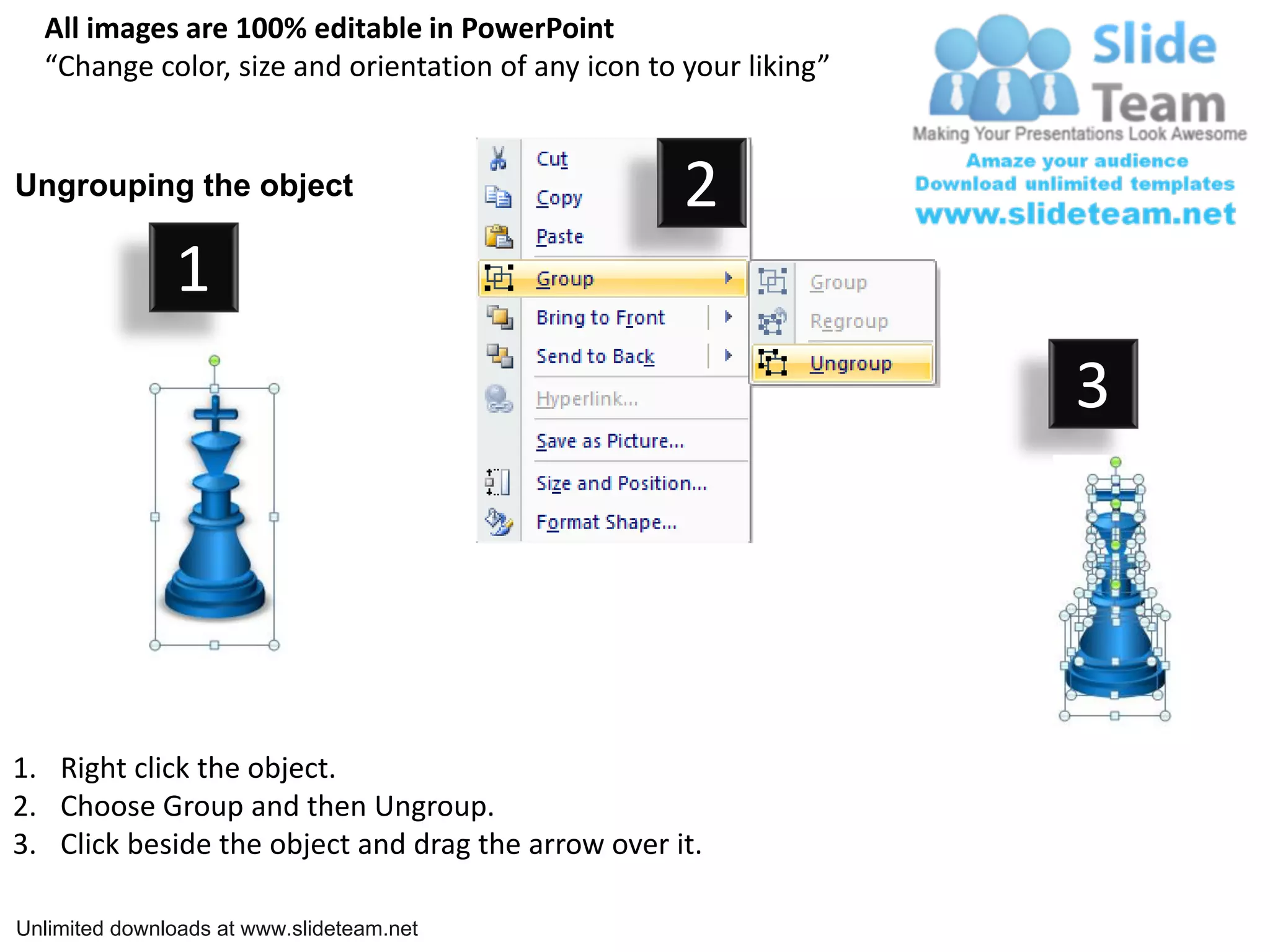 Blue chess pieces king queen bishop horse castle pawn power point slides and ppt diagram ...