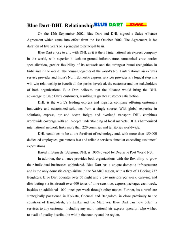 Blue dart pradeep-0494 | PDF | Logistics and Transportation Industry ...