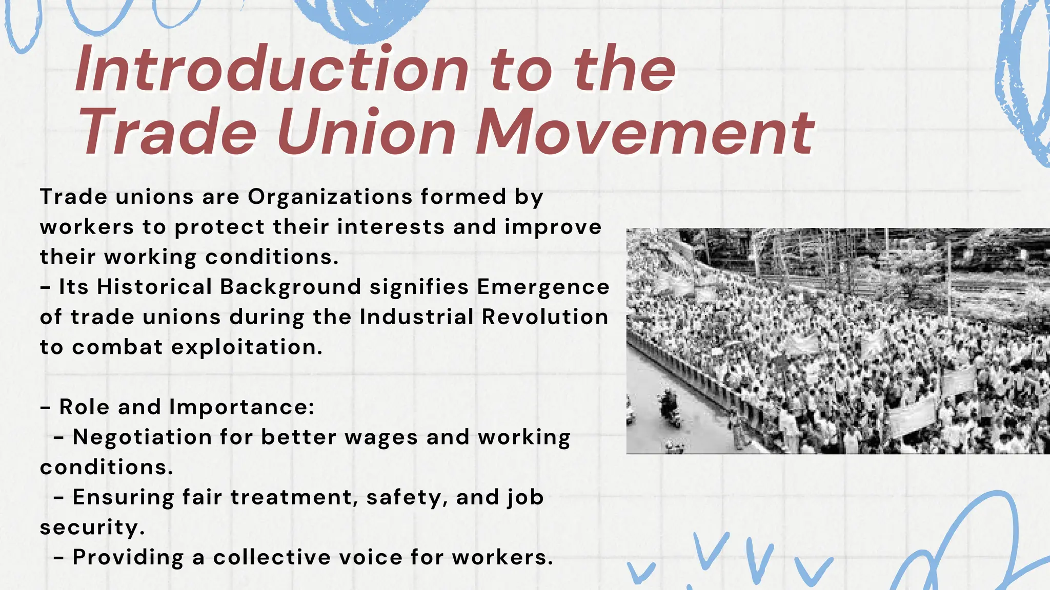 Blue Doodle Project Presentation theories of Trade union | PPT