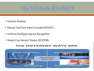 BLUE EYES TECHNOLOGY ( computational machines that have perceptual and ...