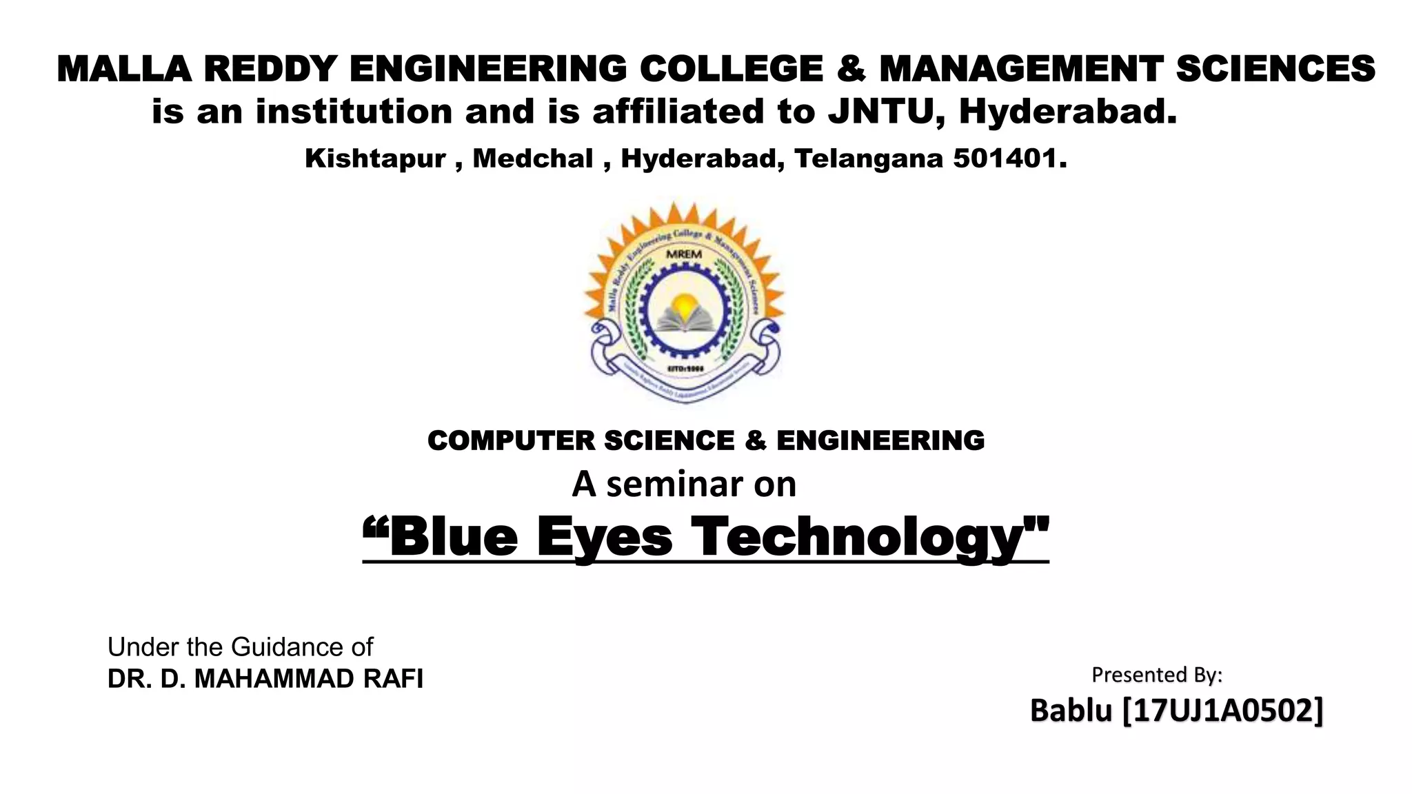 Blue eyes technology full ppt | PPTX