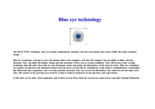 Blue eye technology (Advanced AI) | DOC | Artificial Intelligence ...