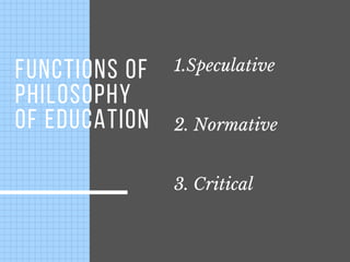Meaning Scope and Function of Philosophy of Education | PDF