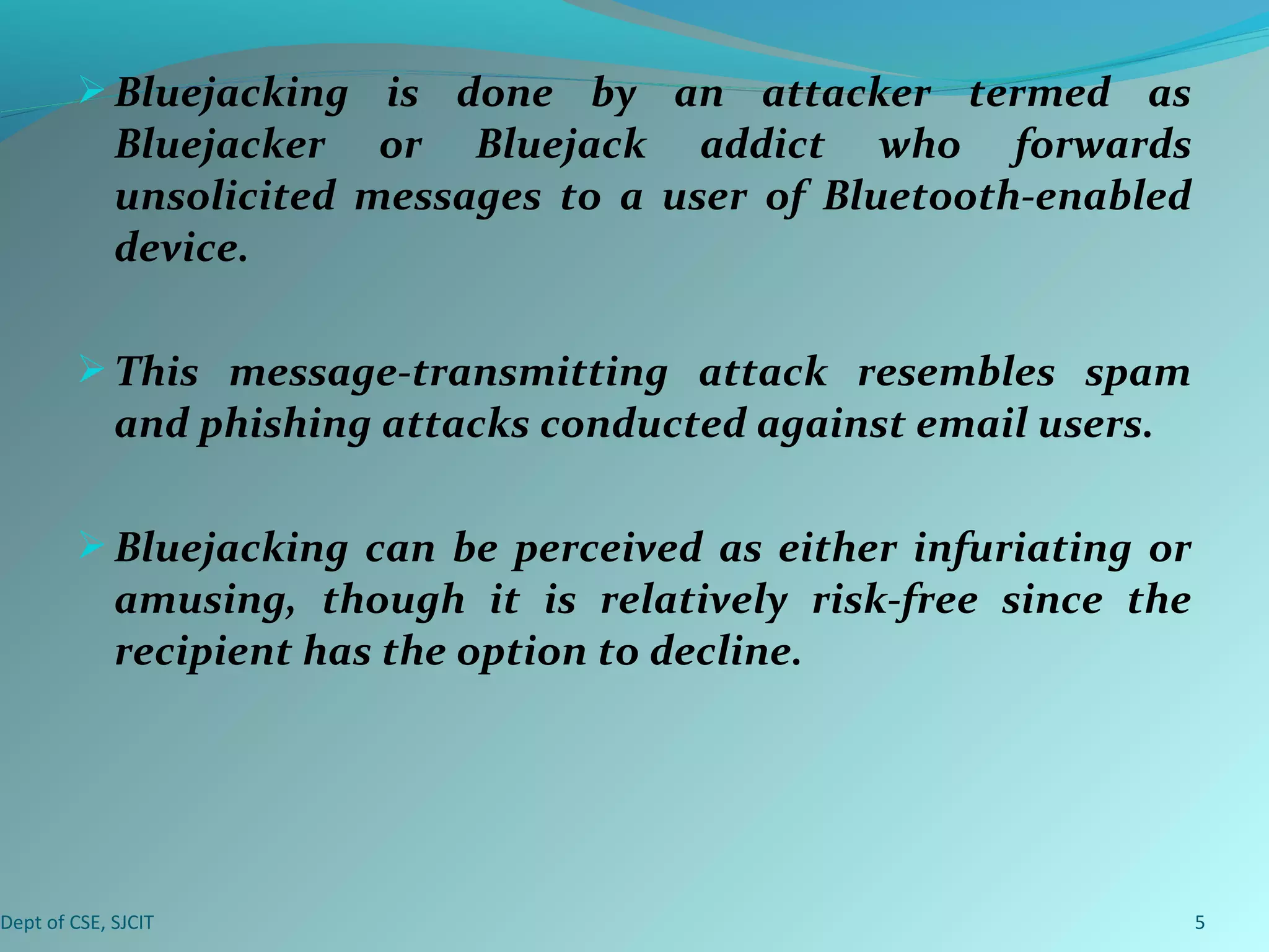 Bluejacking ppt | PPT