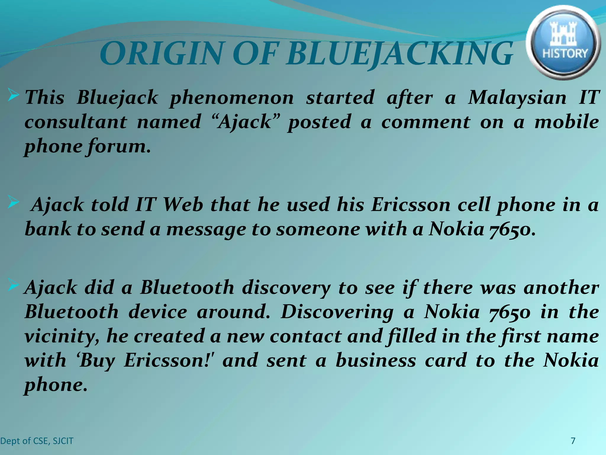 Bluejacking ppt | PPT