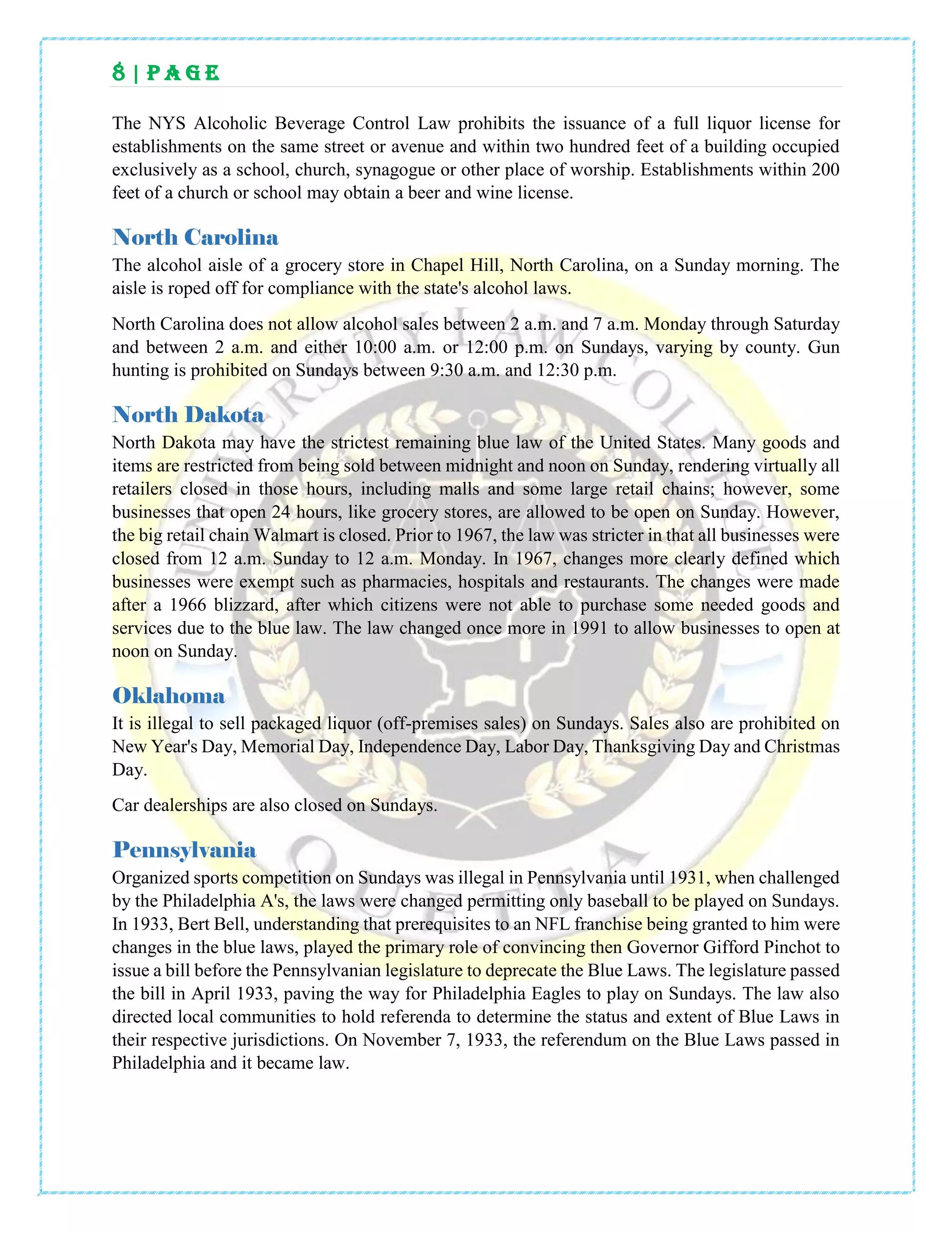 Blue Law in USA (USA Constitution) | PDF