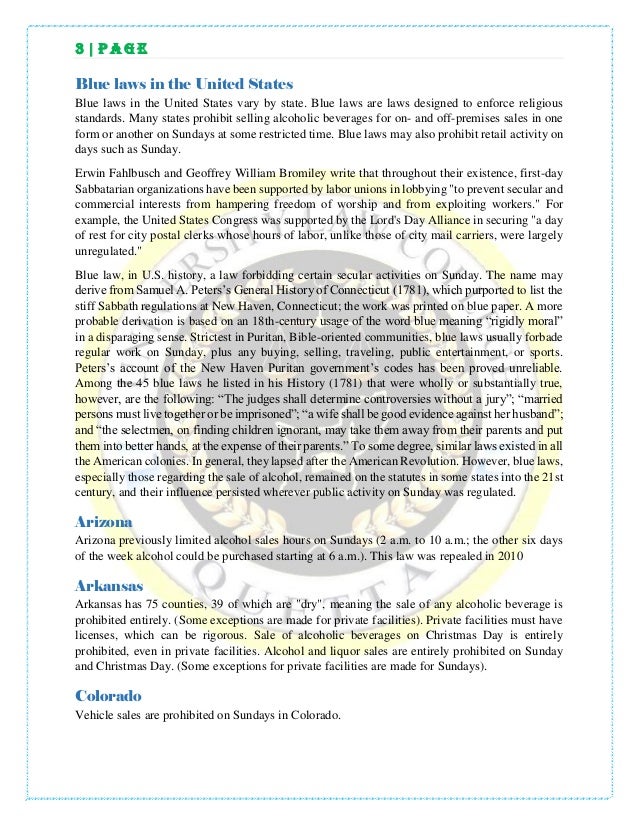 Blue Law in USA (USA Constitution)