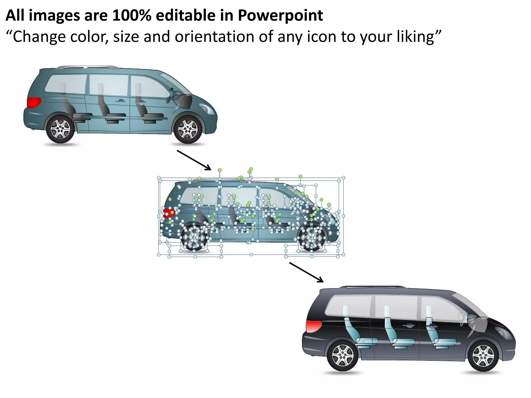 Blue minivan side view powerpoint presentation templates | PPTX