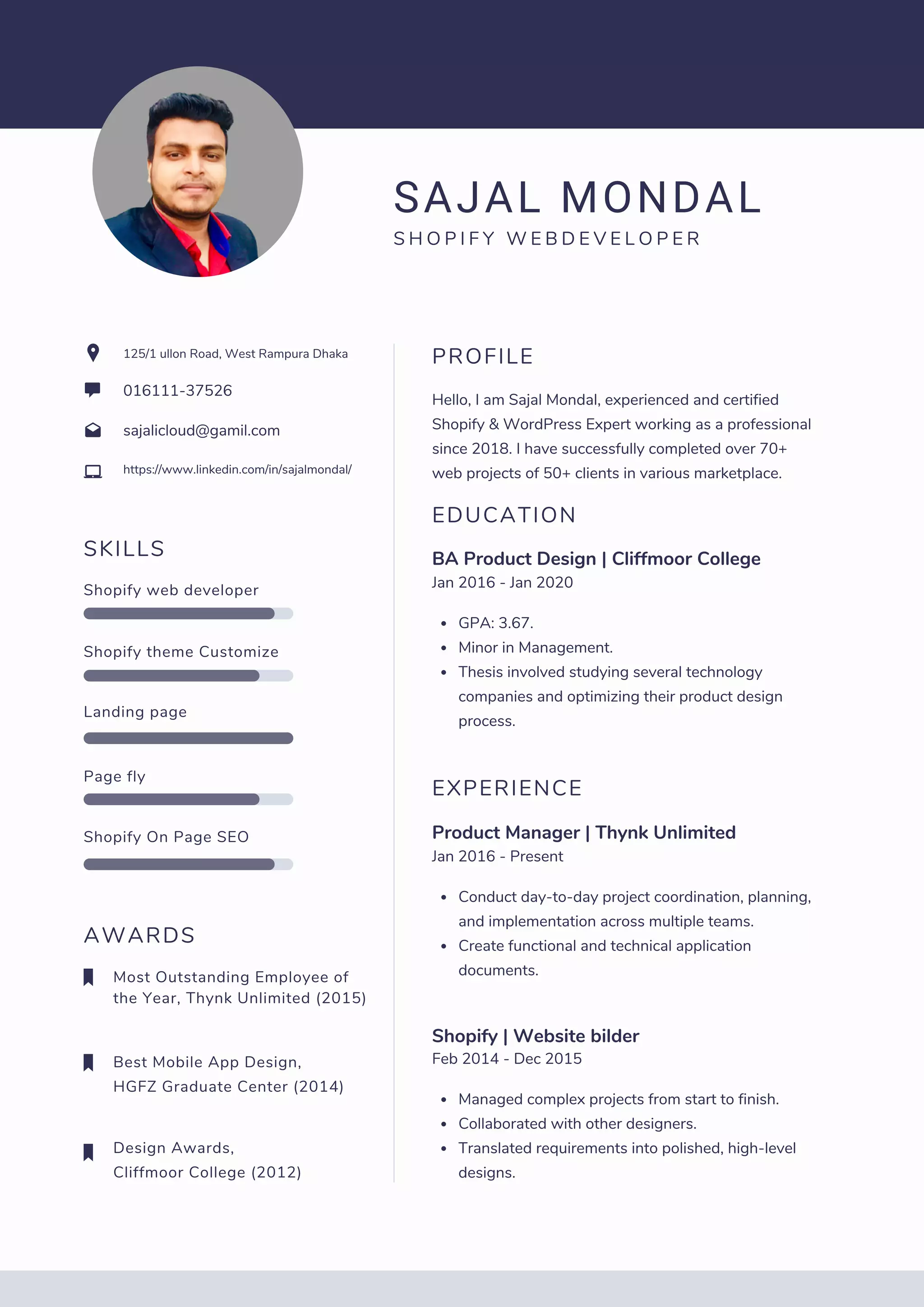professional resume Sajal Mondal | PDF