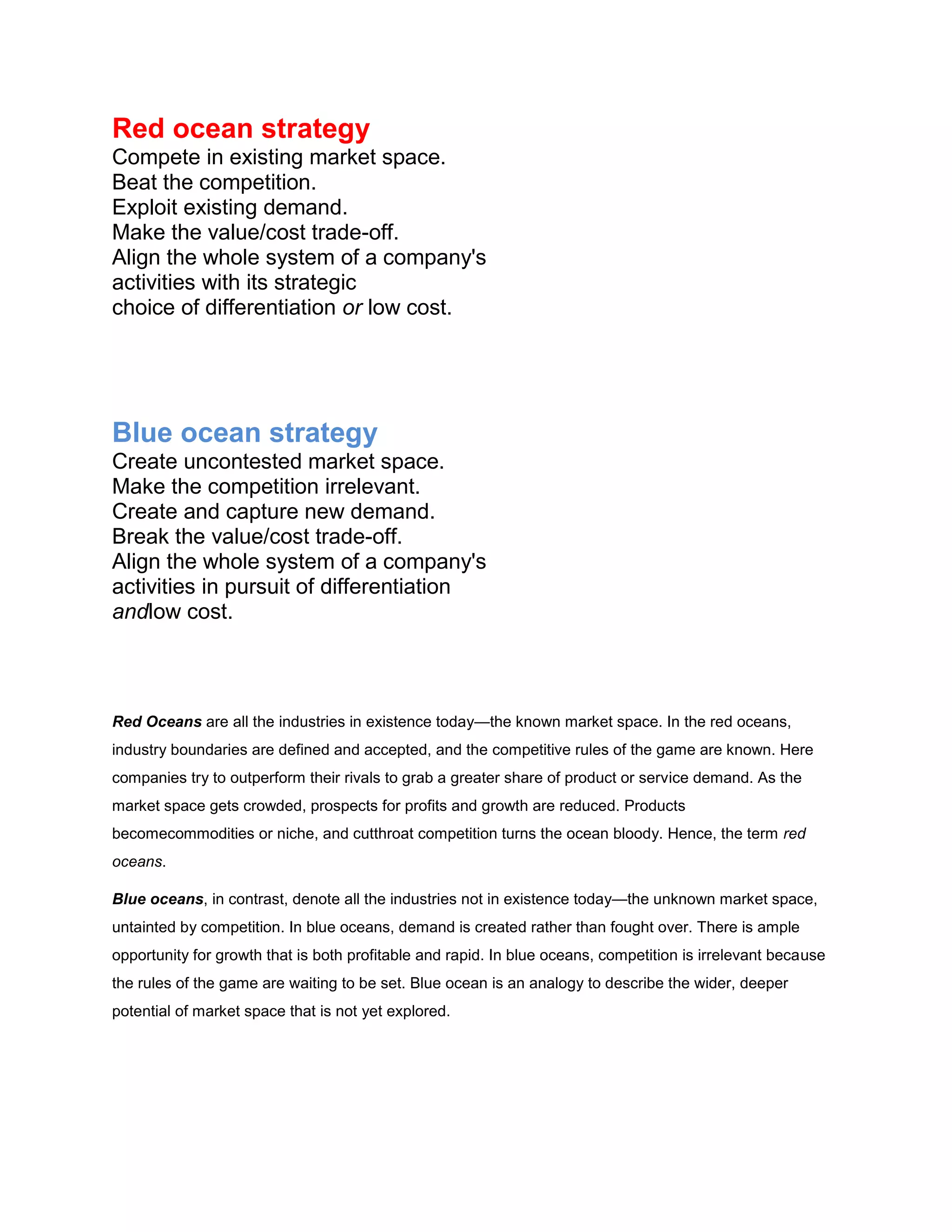 Blue ocean strategy | DOCX