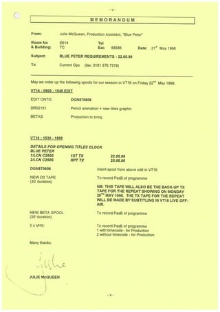 Blue Peter Camera Script | PDF