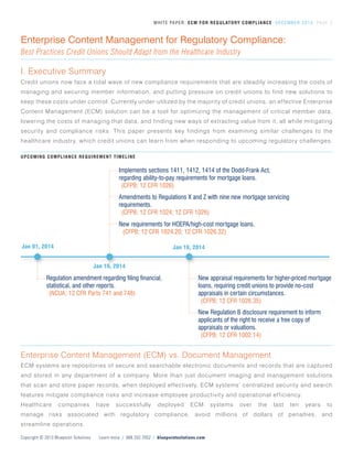 Enterprise Content Management for Regulatory Compliance in Healthcare and Credit Unions | PDF