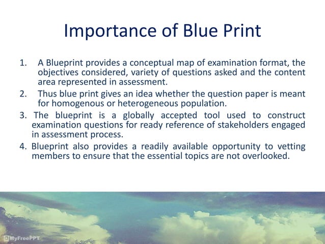 Blue print | PPTX | Educational Assessment | Education