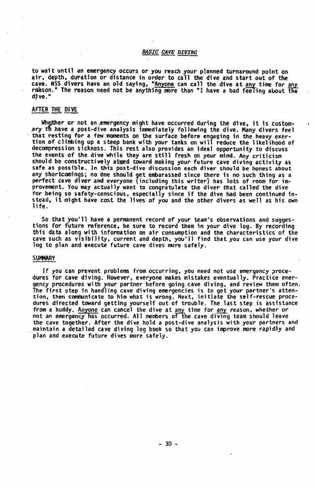 BASIC CAVE DIVING - A Blueprint for Survival | PDF
