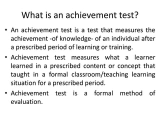 Blueprint and achievemnt test | PPT | Standardized Testing ...