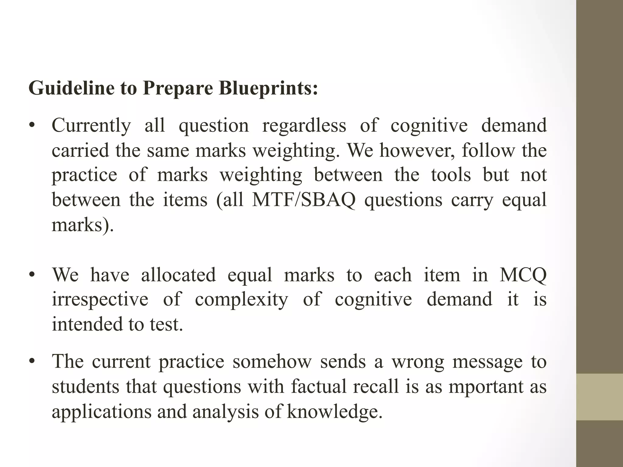 Blue print of examination questions D.EL.ED course | PDF