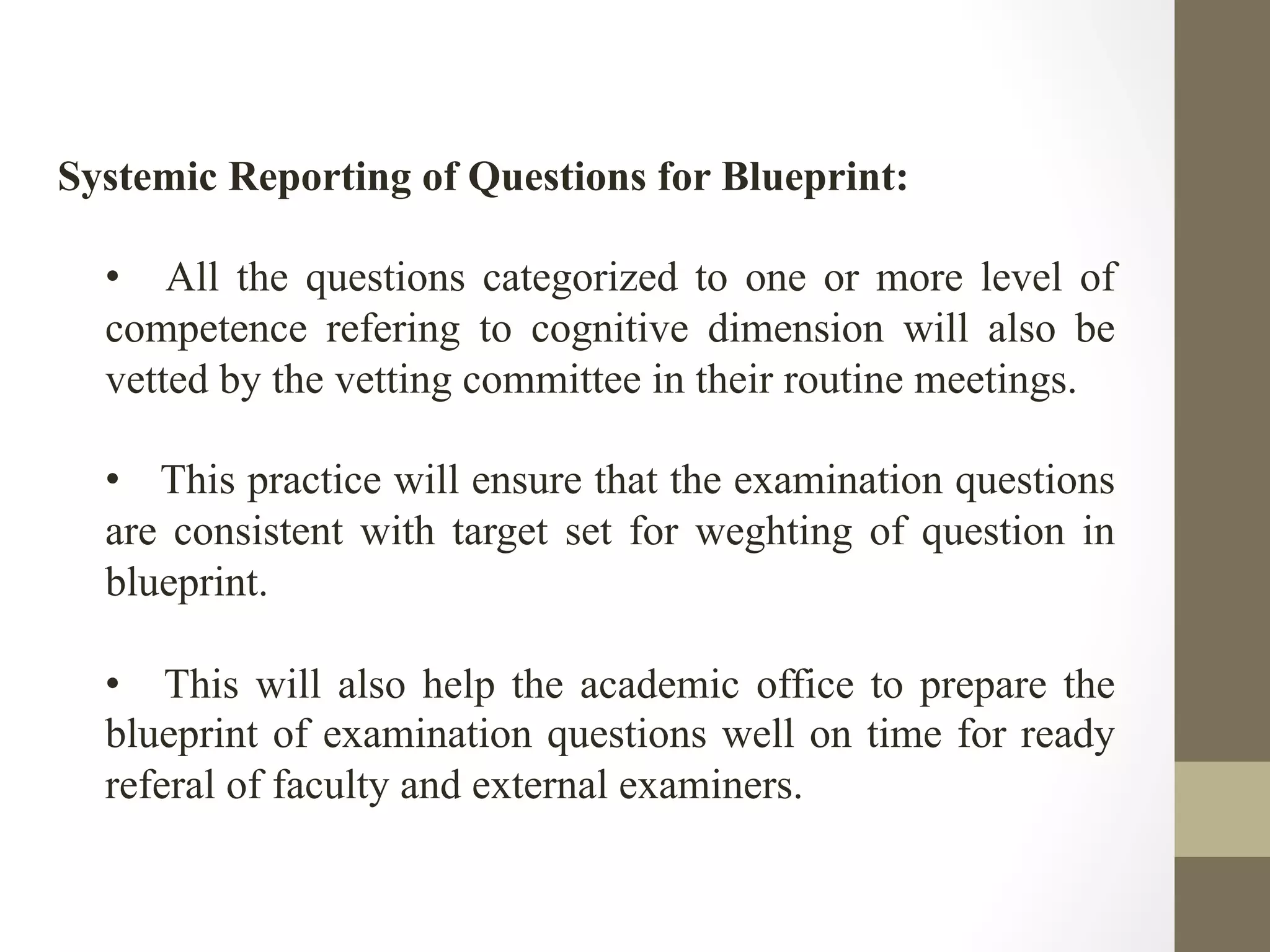 Blue print of examination questions D.EL.ED course | PDF