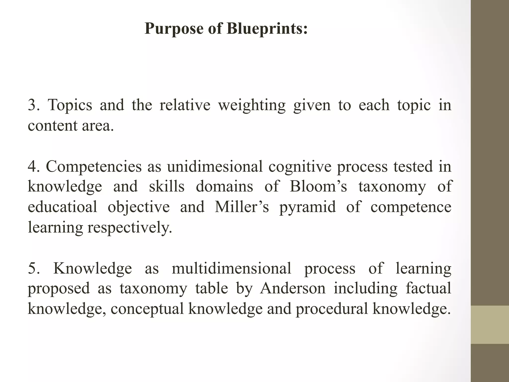 Blue print of examination questions D.EL.ED course | PDF