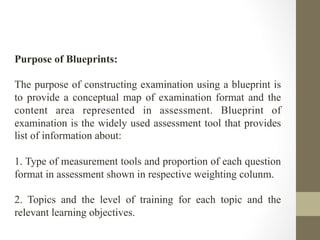 Blue print of examination questions D.EL.ED course | PDF