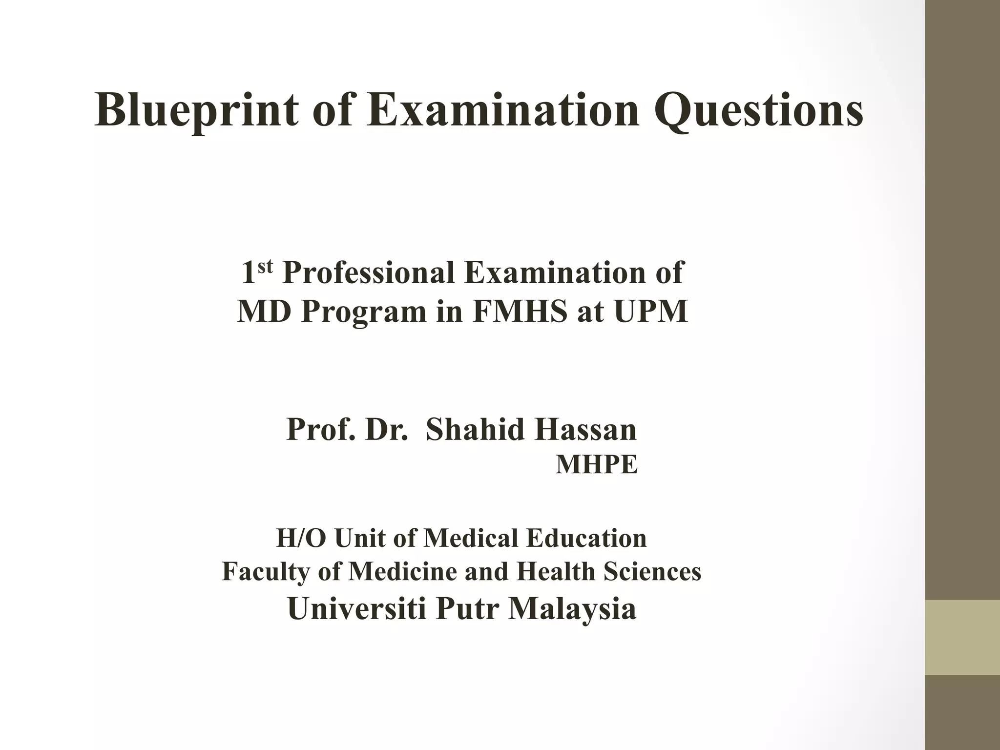 Blueprint of exam questions | PDF