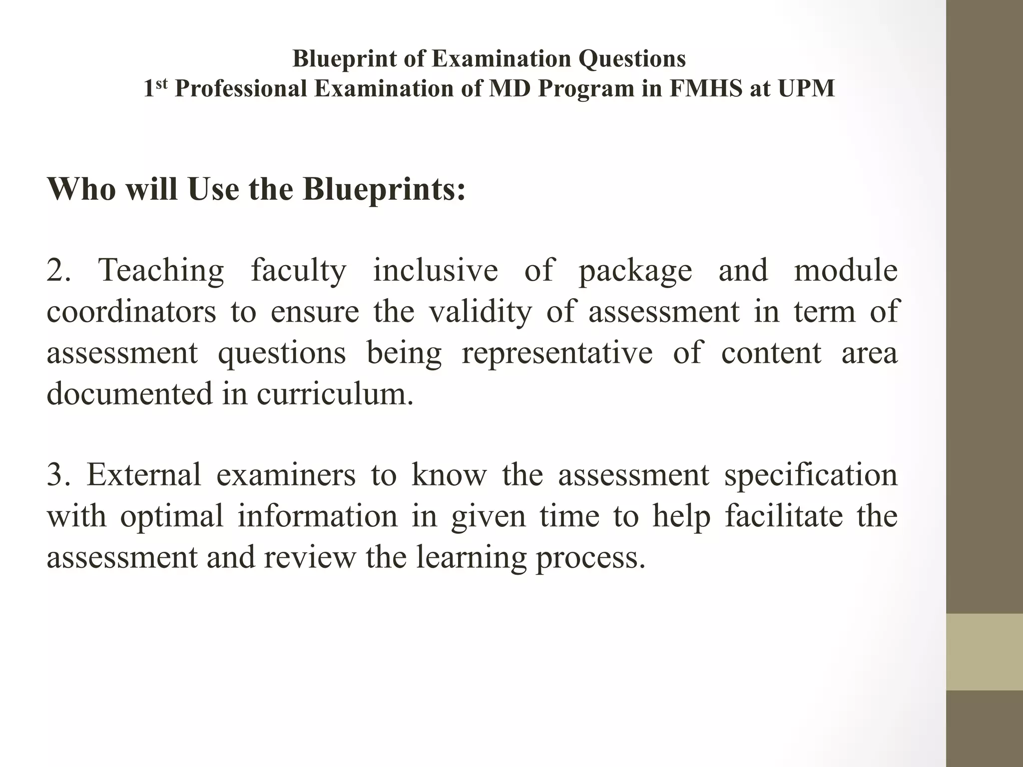 Blueprint of exam questions | PDF