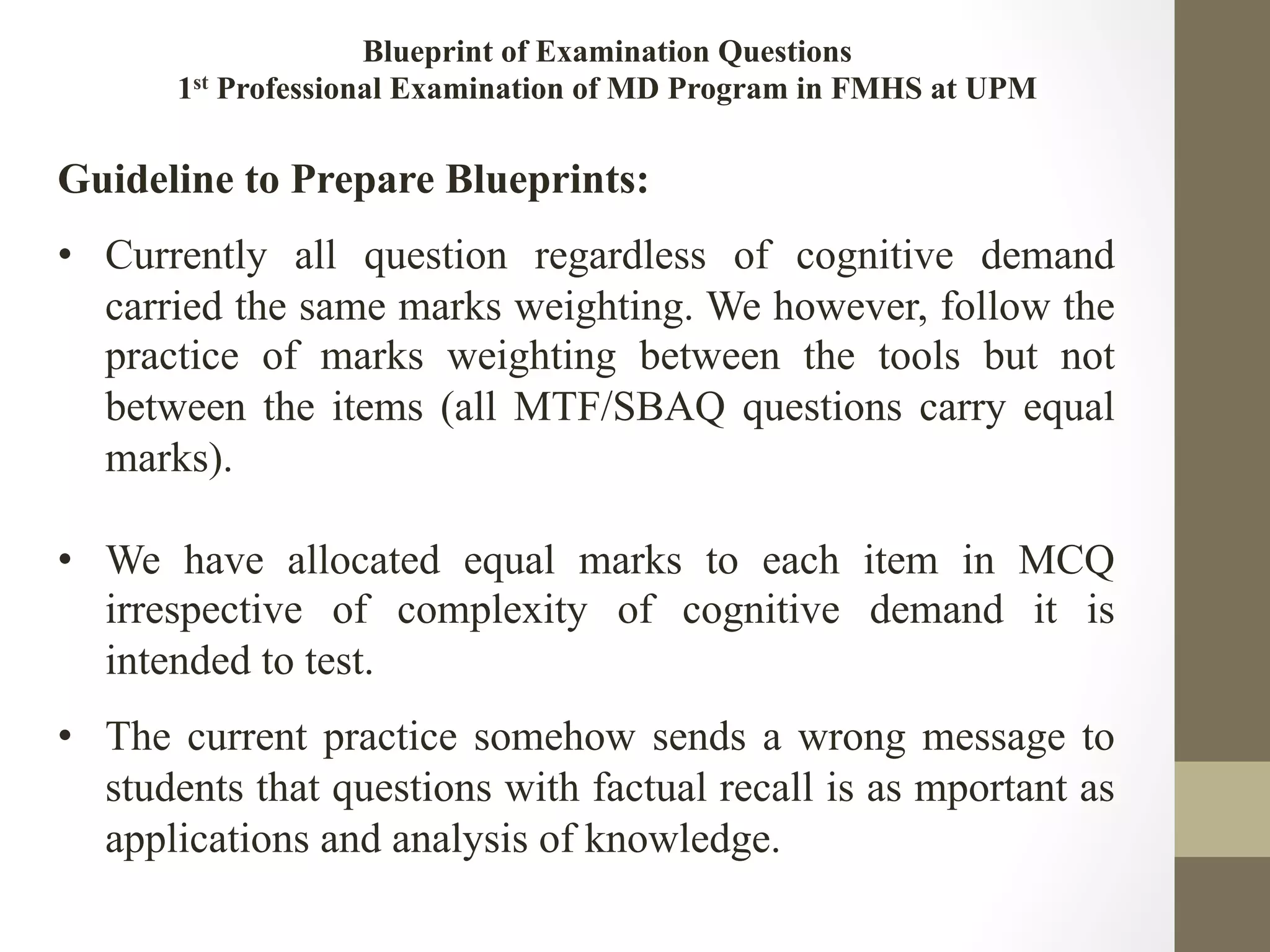 Blueprint of exam questions | PDF